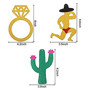 Bachelorette Party Decorations - 12Pcs Hanging Swirl with Cactus Man & Bridal Ring, Glitter Gold Mexico Bridal Shower Bachelorette Hen Party Supplies Decor