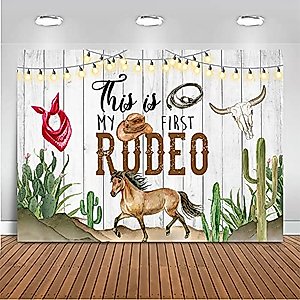 Mocsicka Cowboy 1st Birthday Backdrop Saddle Up Western Birthday Party Decoration This is My First Rodeo Backdround Party Banner Supplies Photo Props (7x5ft (82x60 inch))
