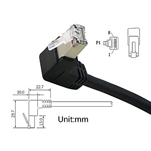 SinLoon RJ45 Ethernet Adapter Cable 90 Degree Downward Male to Famale Ethernet Switch Adapter Cable for CAT 5/CAT 6 LAN Ethernet Socket Connector Adapter Cat5 Cat6 Cable(Downward)