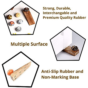 Indian Shelf Wooden Door Stopper | Handmade Green Door Wedge Stopper | Etched Stopper Door (13.97 Cm, 1 Piece)