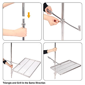 REDCAMP Stainless Swivel Campfire Grill Grate, Heavy Duty Fire Pit Grill with Carrying Bag for Open Flame Cooking