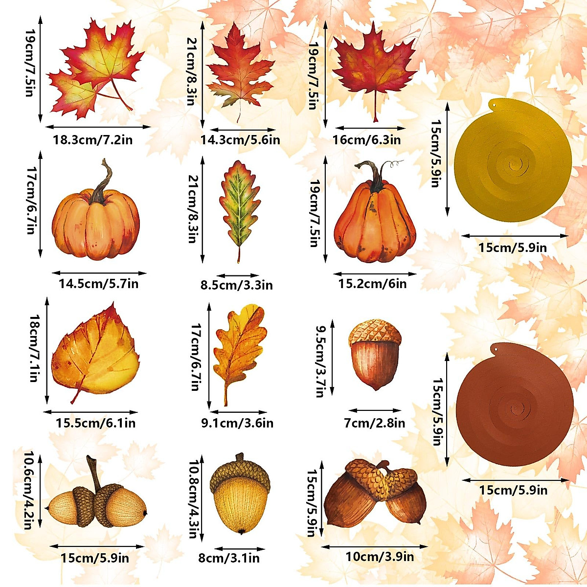 Whaline 32Pcs Fall Hanging Swirl Pumpkin Maple Leaf Pinecone Swirl Ceiling Hanging Decoration Fall Party Swirls for Autumn Harvest Thanksgiving Party Ornaments Favors Supplies Decoration