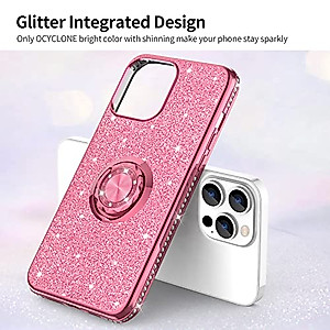 OCYCLONE iPhone 14 Pro Max 6.7" Glitter Diamond Case with Ring Stand - Pink, Women's Protective Cover