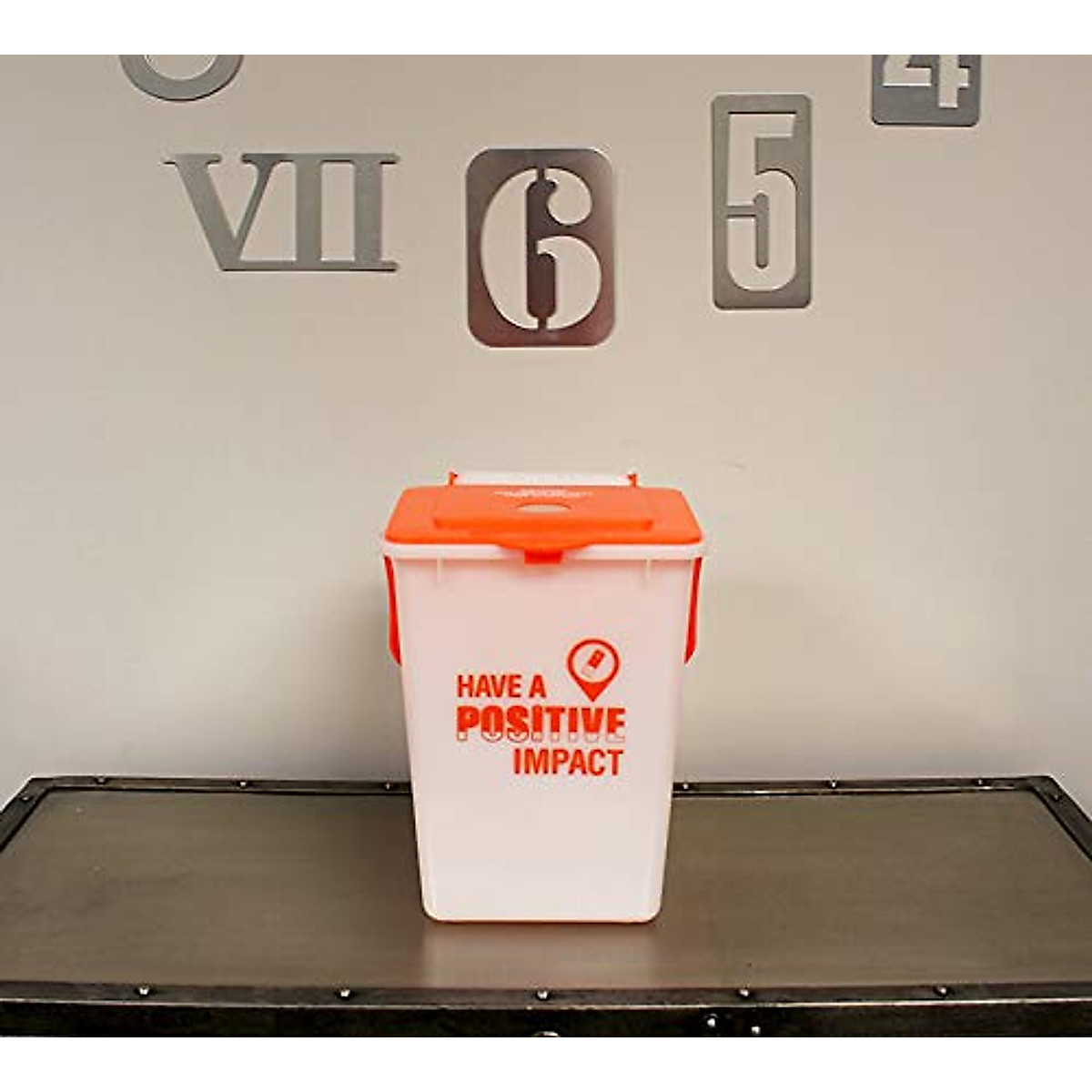 Busch Systems 5 Pack Battery Recycler - Indoor E-Waste Recycling Bin - Orange/Natural