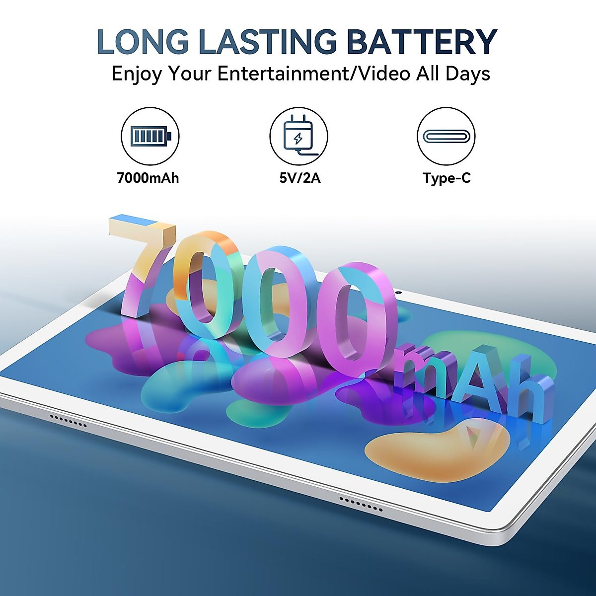 Tablet 2025 Latest Android Tablet 10 inch, Octa-Core 5G WiFi Tablet with Keyboard, 128GB + 8GB + 1TB Expandable Storage, Large Touch-Screen Tablet, 13MP Dual Camera/Bluetooth/GPS/HD Display/Mouse/Case