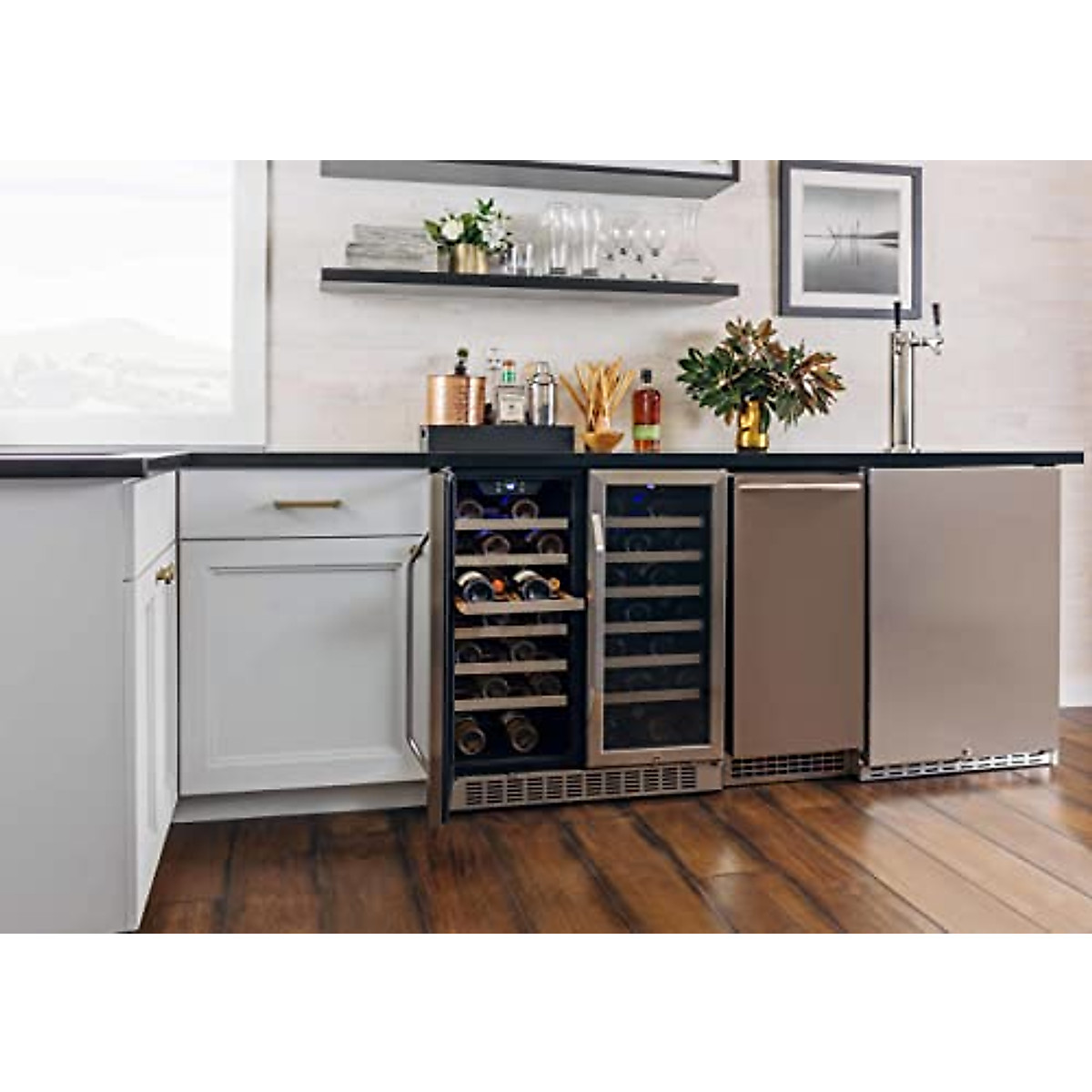 EdgeStar CWR5631FD 30-Inch 56 Bottle Built-In Dual Zone French Door Wine Cooler