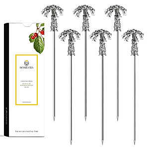 Homestia 6Pcs Metal Cocktail Picks for Drinks, Palm Tree Martini Picks Olive Martini Picks Cocktail Accessories for Drinks, 4.7" Retro Art Deco Cocktail Toothpicks Cocktail Garnish Cocktail Swords