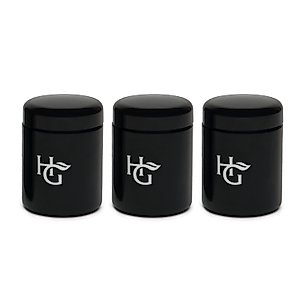 Herb Guard Container - [3 Pack] Half Oz Container Smell Proof Jar & Humidity Pack (250 ml) Airtight UV Protection Keeps Herbs Fresh for Months