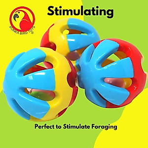 Bonka Bird Toys 1312 Pk3 Soccer Ball 3 Inch Durable Colorful Plastic Foot Talon Foraging Parrot Cockatoo African Grey Macaw Eclectus and Similar Birds