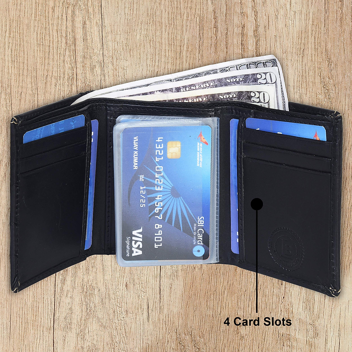 Denim Men's Trifold Designer Wallet - Sleek and Slim Includes ID Window and Credit Card Holder by Leatherboss