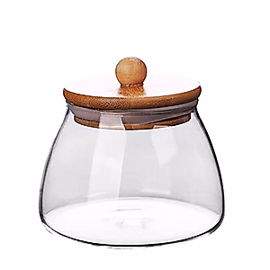 Mozacona Glass Food Storage Container Candy Dish Spice Jar with Seal Wooden Lid
