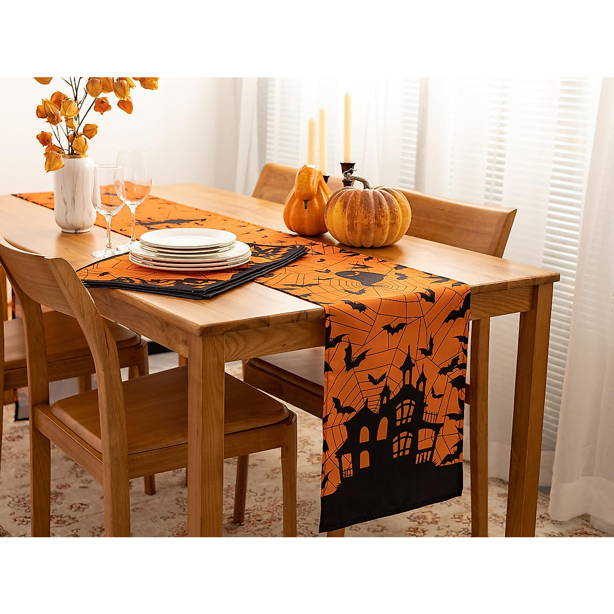 YiHomer Halloween Silhouettes Tabletop for Halloween Decorations, Dinner Parties and Scary Movie Nights, Horror Night, Tablecloth, 60 x 84 Rectangle