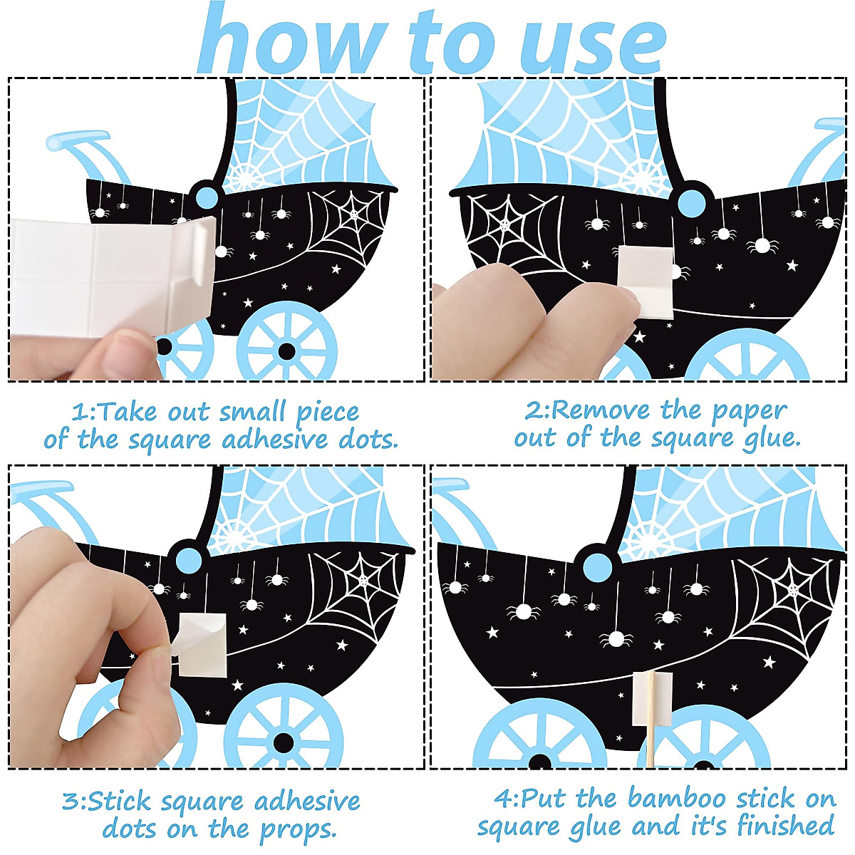 Halloween A Baby is Brewing Decorations Halloween Baby Shower Centerpiece Sticks 20Pcs A Little Boo Baby Shower Table Topper Decorations for Blue Halloween Pregnancy Party Decor