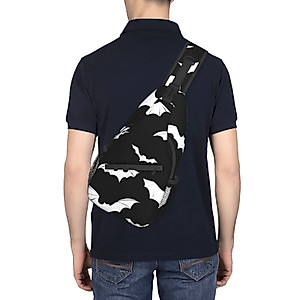 MuMuYun Sling Bag, Bats Halloween Goth print Crossbody Sling Backpack for Casual Shoulder Women And Men, Black