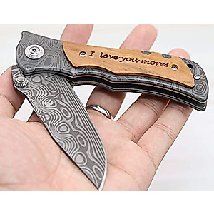 Corfara Laser Engraved Pocket Knife I Love You More, Gifts for Mens Anniversary, Boyfriend Birthday Gifts, Husband Gifts, Personalized Gifts for Men, Valentines Gift for Him