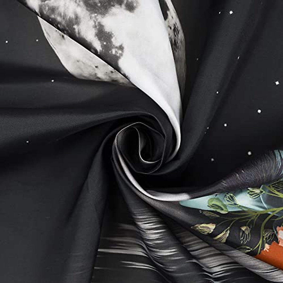 LB Full Moon Over Ocean Tapestry Wall Hanging, Moonlit Garden Tapestry, Night Sky Flower Plant on Black Background Wall Decor for Teen Bedroom Living Room Dorm Home Decor, 40 x 60 Inches