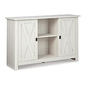 Signature Design by Ashley Turnley Farmhouse Accent Cabinet or TV Stand, Fits TVs up to 52", Whitewash