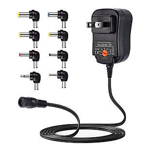 Powseed 12W Universal AC Adapter DC 3V 4.5V 5V 6V 7.5V 9V 12V Power Cord for Household Electronics CCTV IP Camers Routers Speaker Tablet Webcam USB Devices Multi Voltage 1000mA Wall Cord Charger