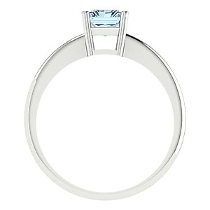 Clara Pucci 1.0 ct Radiant Cut Solitaire Natural Sky Blue Topaz gemstone Bridal Designer Anniversary Engagement Ring Real 14k White Gold