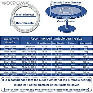 Heavy Duty Lazy Susan Turntable Rings Rotating Bearing, Round 360 Degree Rotating Aluminium Alloy Turntable Base Bearing, Diameter 5~40 In Metal Turntable Ball Bearing
