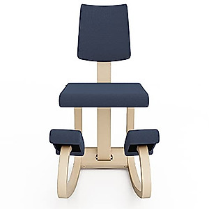 Varier Variable Plus Balans The Original Ergonomic Kneeling Chair with a Backrest for Home Office (Blue Revive Fabric with Natural Ash Base)