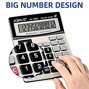 Calculator, Standard Function Desktop Calculator with 12-Digit Large LCD Display and Big Sensitive Computer Keys, Solar Battery Dual Power Calculator，Easy to use Basic Calculator