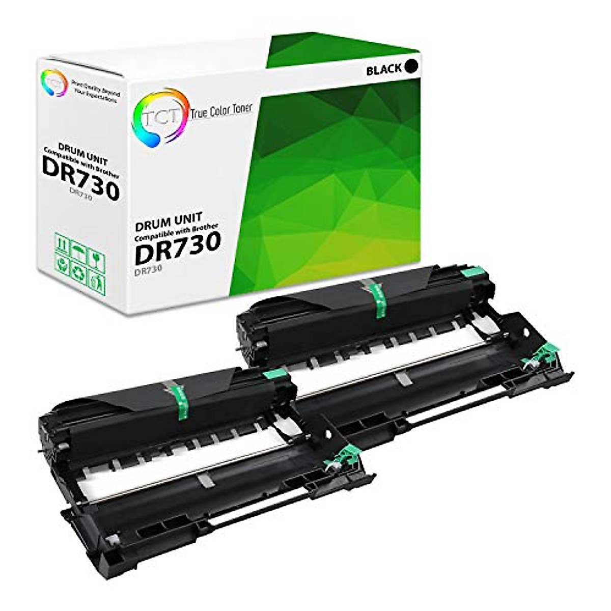 TCT Premium Compatible Drum Unit Replacement for Brother DR-730 DR730 Black Works with Brother MFC-L2750DW L2750DWXL, HL-L2370DW L2370DWXL Printers (12,000 Pages) - 2 Pack