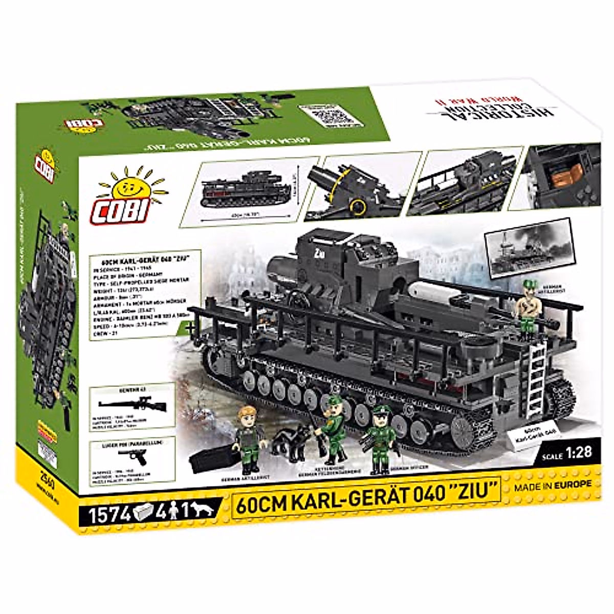 Cobi toys 1574 Pcs Hc WWII /2560/ 60Cm Karl-Gerat 040 "Ziu