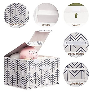 Edergoo Storage Bins with Lids, 2 Pack Large Storage Basket with Lid & Handles, Collapsible Storage Box for Closet, Bedroom, Dormitory Organization, White