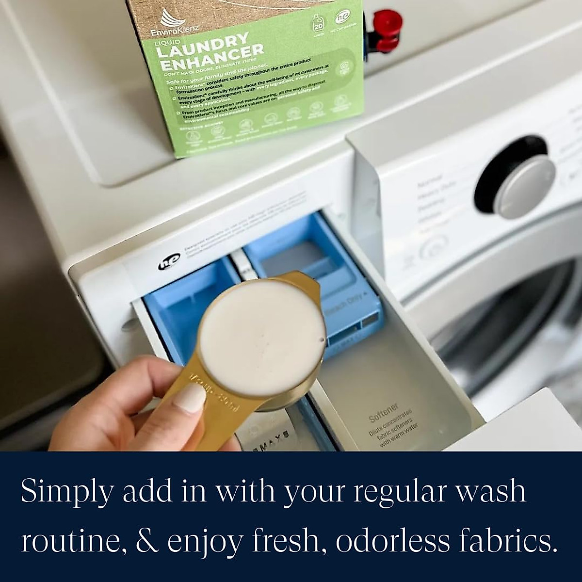 EnviroKlenz Liquid Laundry Enhancer Additive (20 loads) | Removes Chemical, Musty, Sweat and Body, Smoke, Fragrance, Pet Odors, And More | Non Toxic Laundry & Fragrance-Free