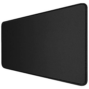 Large Gaming Mouse Pad- 31x12 in. XL Gaming Mousepad with Stitched Edges, Ultra-Smooth Cloth Mouse Mat & Non-Slip Rubber Base, Waterproof Full Desk Keyboard Mat for Gamer, Office & Home, Black