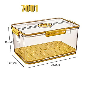 TIMLUX TaoHuaDao 1.5L-7L Stackable Refrigerator Storage Bins Food Grade Containers Kitchen Organizer Box with Lid Drainboard Timer Clear Large (Color : 7001-01)