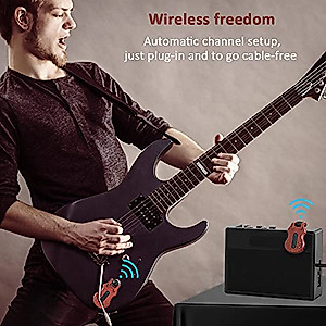 summina 5.8GHz Wireless Guitar System Rechargeable Audio Transmitter Receiver 4 Channels Audio System for Electric Guitar Bass