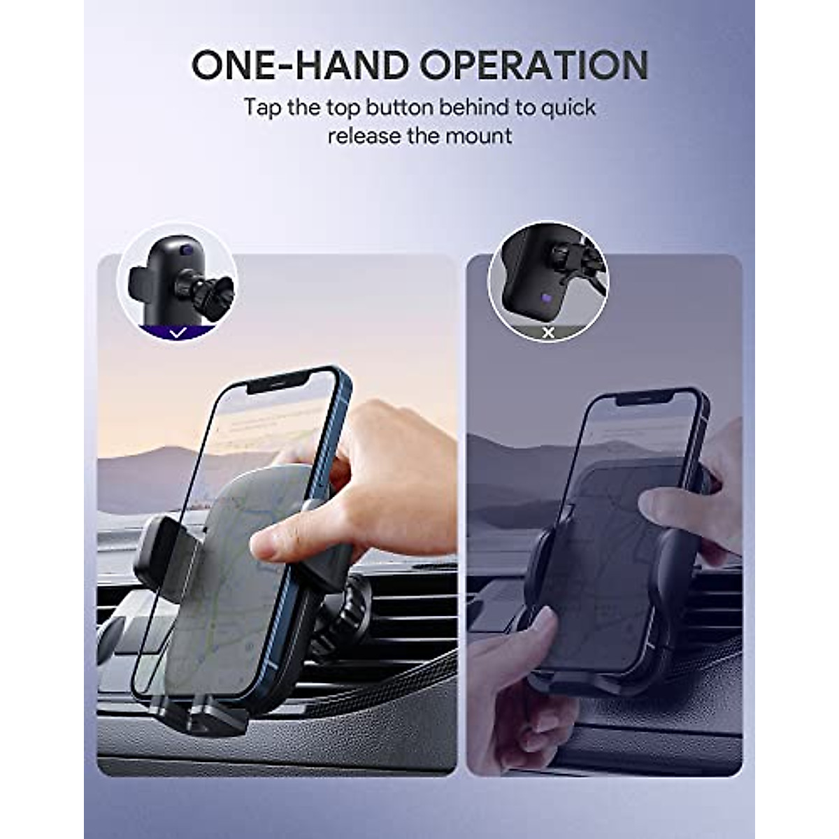 HHJ Phone Mount for Car [Super Stable & Easy] Upgraded Air Vent Clip Car Phone Holder Mount Fit for All Cell Phone with Thick Case Handsfree Car Mount for iPhone Automobile Cradles Universal
