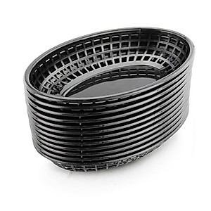 New Star Foodservice 44140 Fast Food Baskets, 9 1/4-Inch x 6-Inch Oval, Set of 12, Black