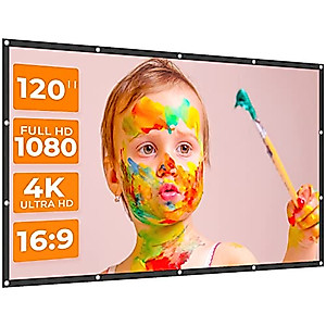 Projector Screen 120 inch 16:9 Foldable Portable Anti-Crease Indoor Outdoor Projection Double Sided Movie Projector Screen for Home Theater Outdoor Indoor Support Double Sided Projection