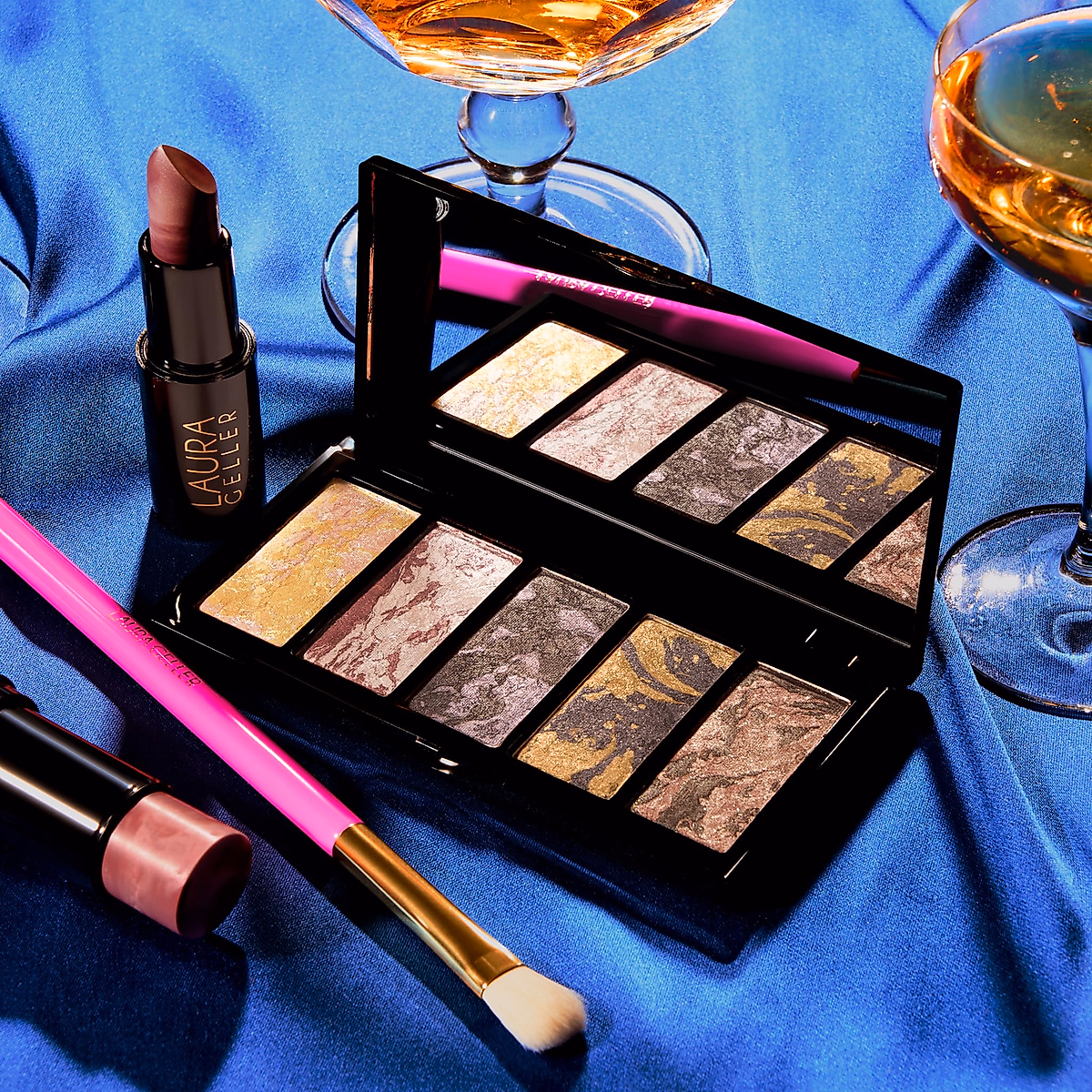 LAURA GELLER NEW YORK Italian Marble Artistry Collection | Full Face Makeup Kit Handmade in Italy | Includes Eyeshadow Palette, Cream Blush Stick and Satin Lipstick in Universal Shades