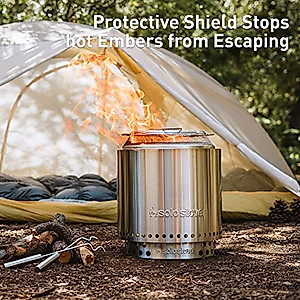 Solo Stove Ranger Backyard Bundle 2.0 | Incl. Ranger Smokeless Fire Pit, Stand, Shield, Shelter and Lid, Portable for Wood Burning, Removable Ash Pan, Stainless Steel, H: 15.25in x Dia: 15in, 21.5lbs