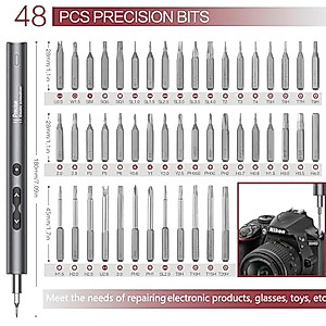 LOFICOPER Electric Precision Screwdriver, 51 in 1 Mini Electric Screwdriver Set with 48 Bits, Type-C USB Charging Port, Charging Indication, LED Light, Magnetizer for PC, Electronics, Phone, Watch