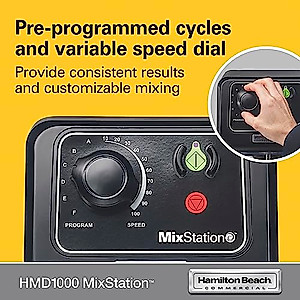 Hamilton Beach Commercial MixStation Drink Mixer, 3/4 HP Motor, Programmable, Variable Speed, Easy to Clean, NSF Certified, HMD1000 BLACK