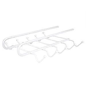 Home Basics 10 Hook Under Shelf Mugs Cup Storage Drying Holder Rack, and closet or Cabinet Hanging Organizer Rack for Ties and Belts, White