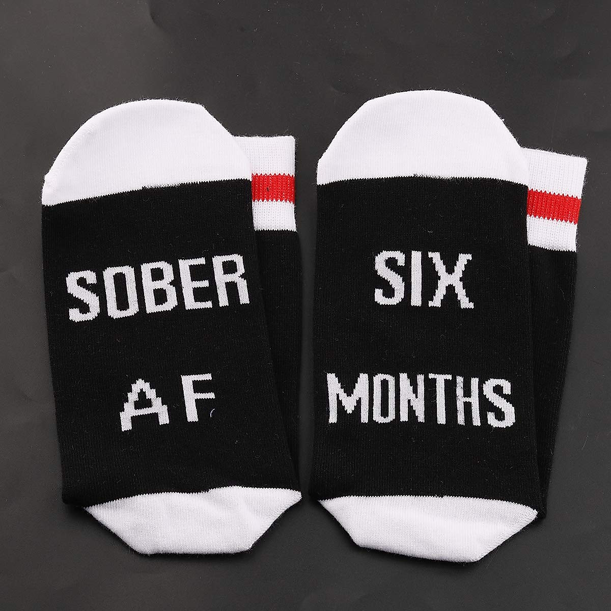 TSOTMO Sobriety Anniversary Socks Sobriety Gift AA NA Recovery Socks Sober AF Encouragement Gift (Sober 6 months)