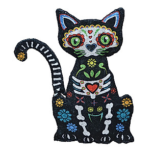 ProductWorks Spooky Town 28-Inch Day of The Dead Black Cat Outdoor Display