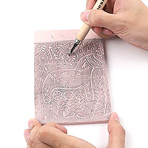 SGHUO 8 Pcs 4"x6" Pink Rubber Carving Blocks Linoleum Block Stamp Making Kit