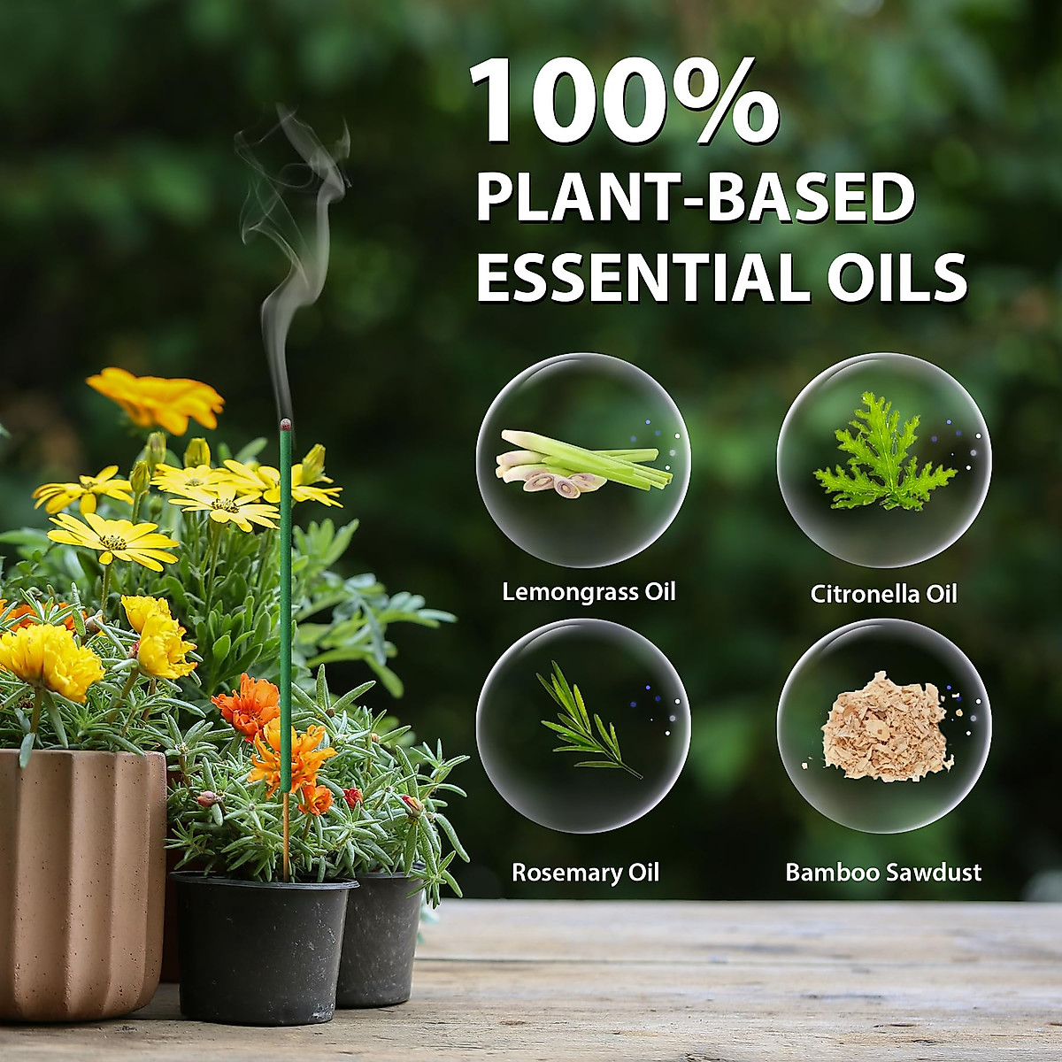 Mosquito Repellent Outdoor Patio 120 PCS, Citronella Oil Mosquito Incense Sticks Indoor Home Pet Family Safe, Natural Plant-Based Bug Insect Barrier for Yard Garden Lawn Camping Fishing