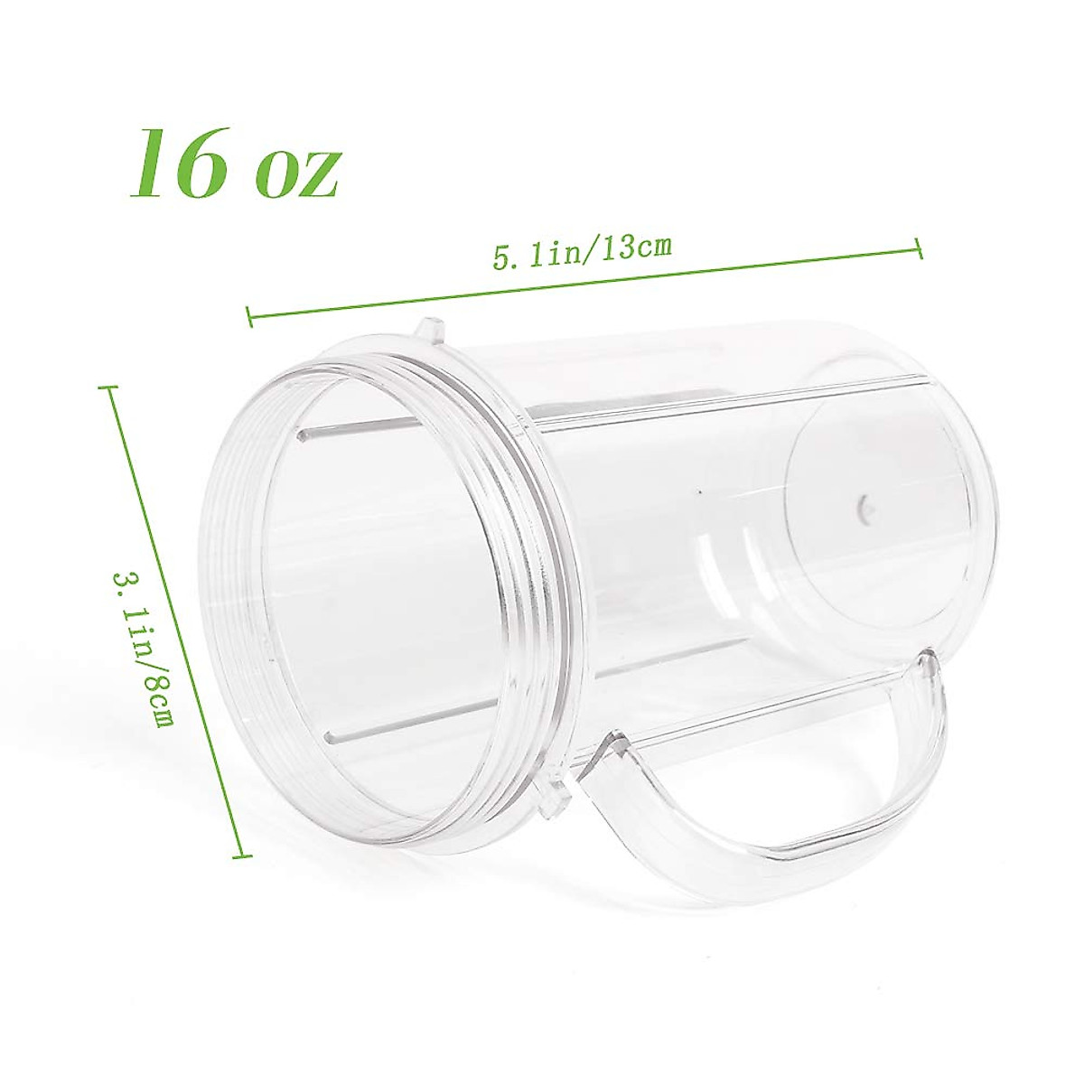 UHAPEER 16OZ Replacement Cups for Magic Bullet, 6Pcs/Set Parts Compatible with 250W Magic Bullet Blender MB1001, Include 16oz Mug Cups with Handle, Stay Fresh Lids, Colored Lips Rings