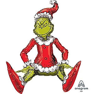 Anagram International, Inc. Santa Grinch Sitter-Consumer Inflated Party Balloon, 24", Multicolor
