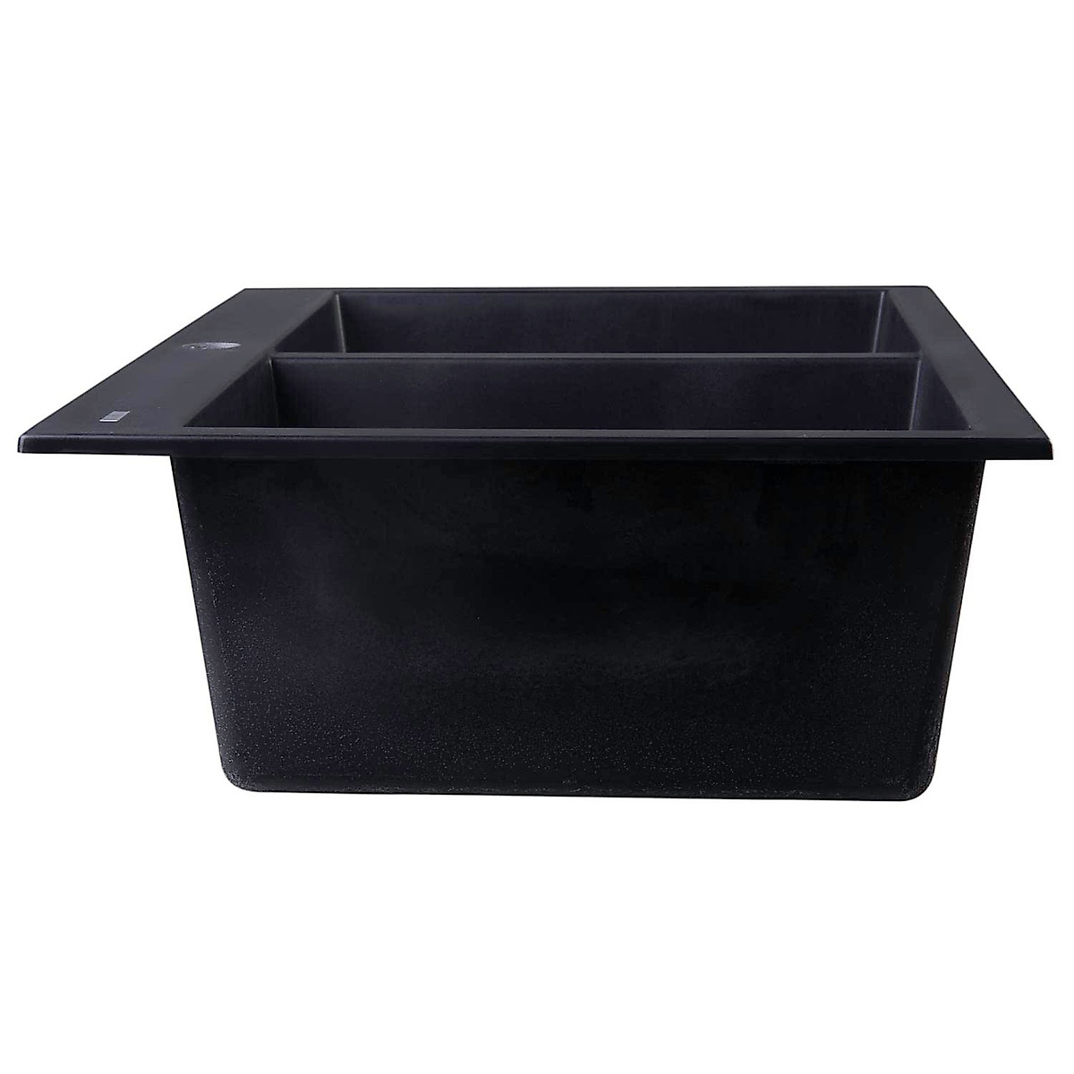 ALFI brand AB3420DI-BLA Drop-In Double Bowl Granite Composite Kitchen Sink, 34", Black