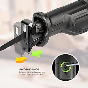GALAX PRO 120V Reciprocating Saw, 6.0 Amp Variable Speed Corded Reciprocating Saw with 4/5" Stroke Length, 0-3000SPM and 6" Max for Wood, Metal, PVC Pipe Cutting