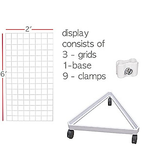 Only Garment Racks #1945W(1) + #1900W(3) + #1904W(9) White Triangle Grid Tower with Casters